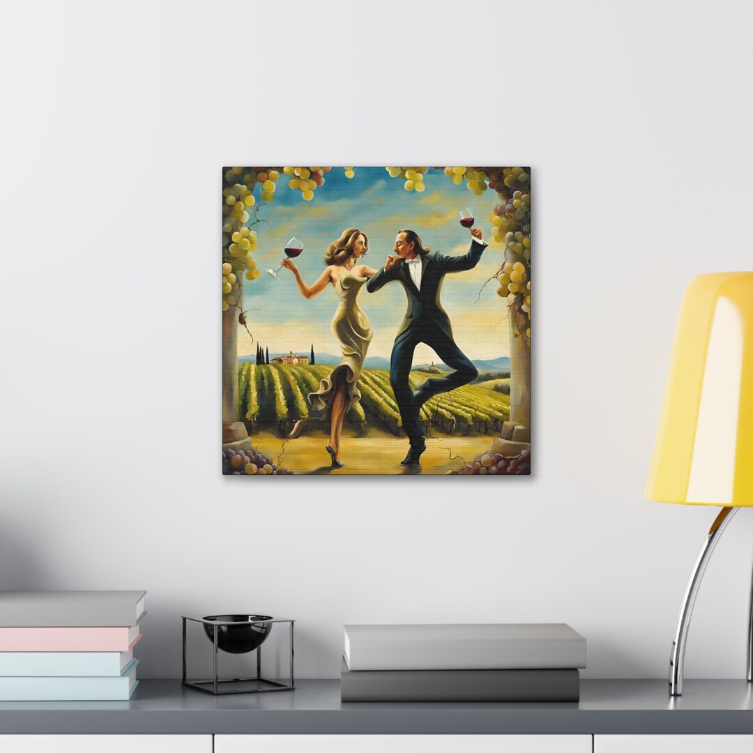 Wine and Dancing Themed Art Print on Canvas Canvas Print - Etsy
