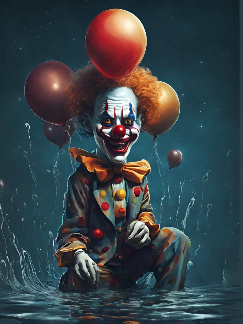 Scary Clown Digital Download Art Collection Set of 5, Spooky Surreal ...