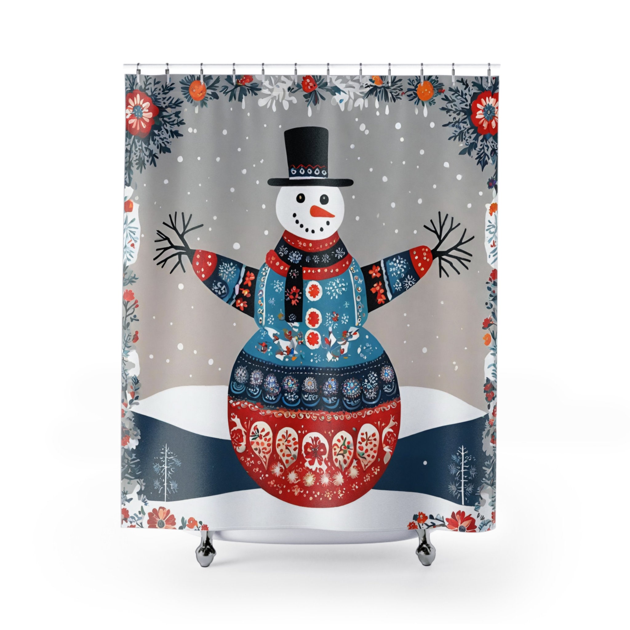 Beautiful Holiday Unique Snowman Shower Curtain Style of - Etsy