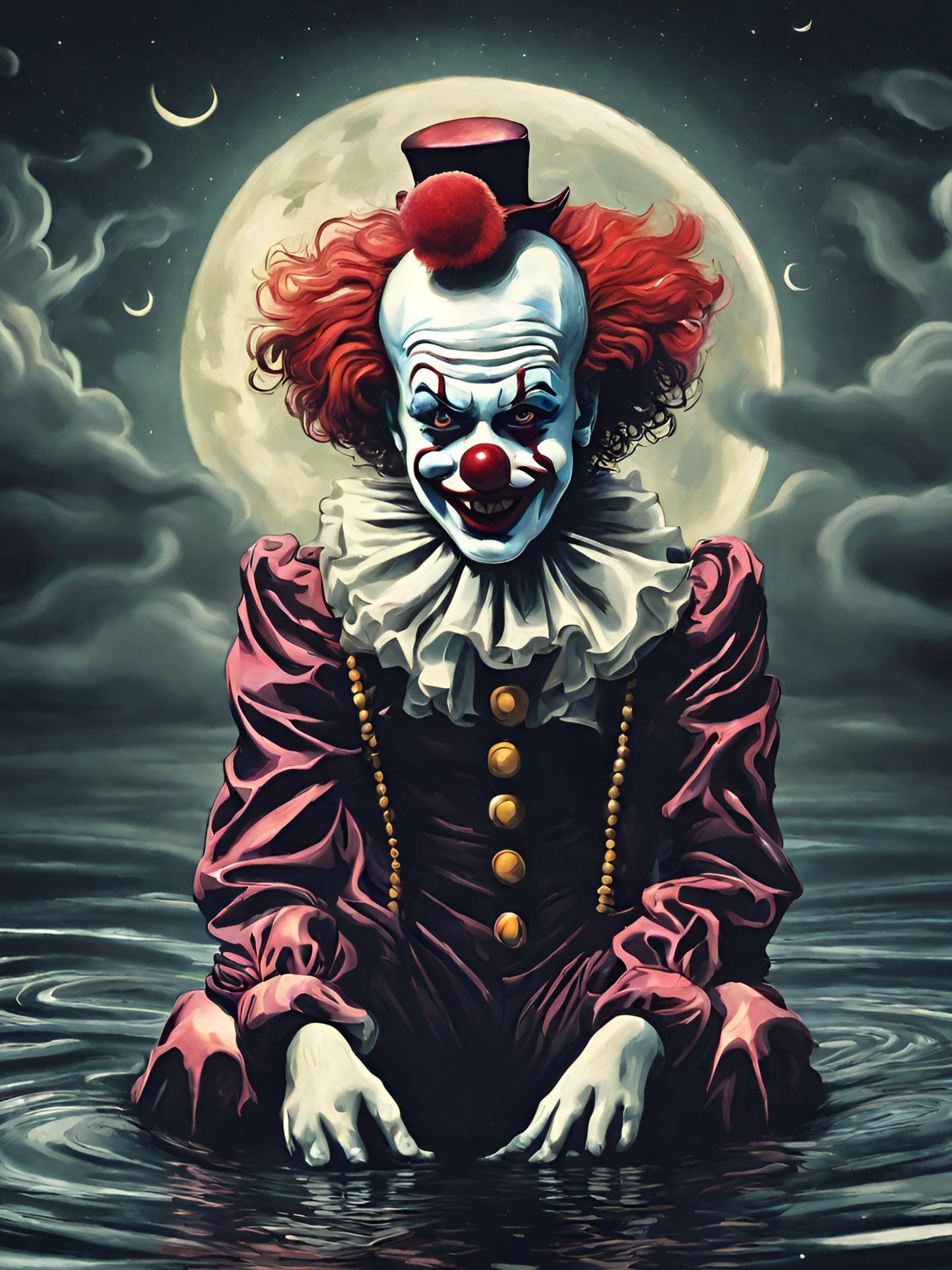 Scary Clown Digital Download Art Collection Set of 5, Spooky Surreal ...