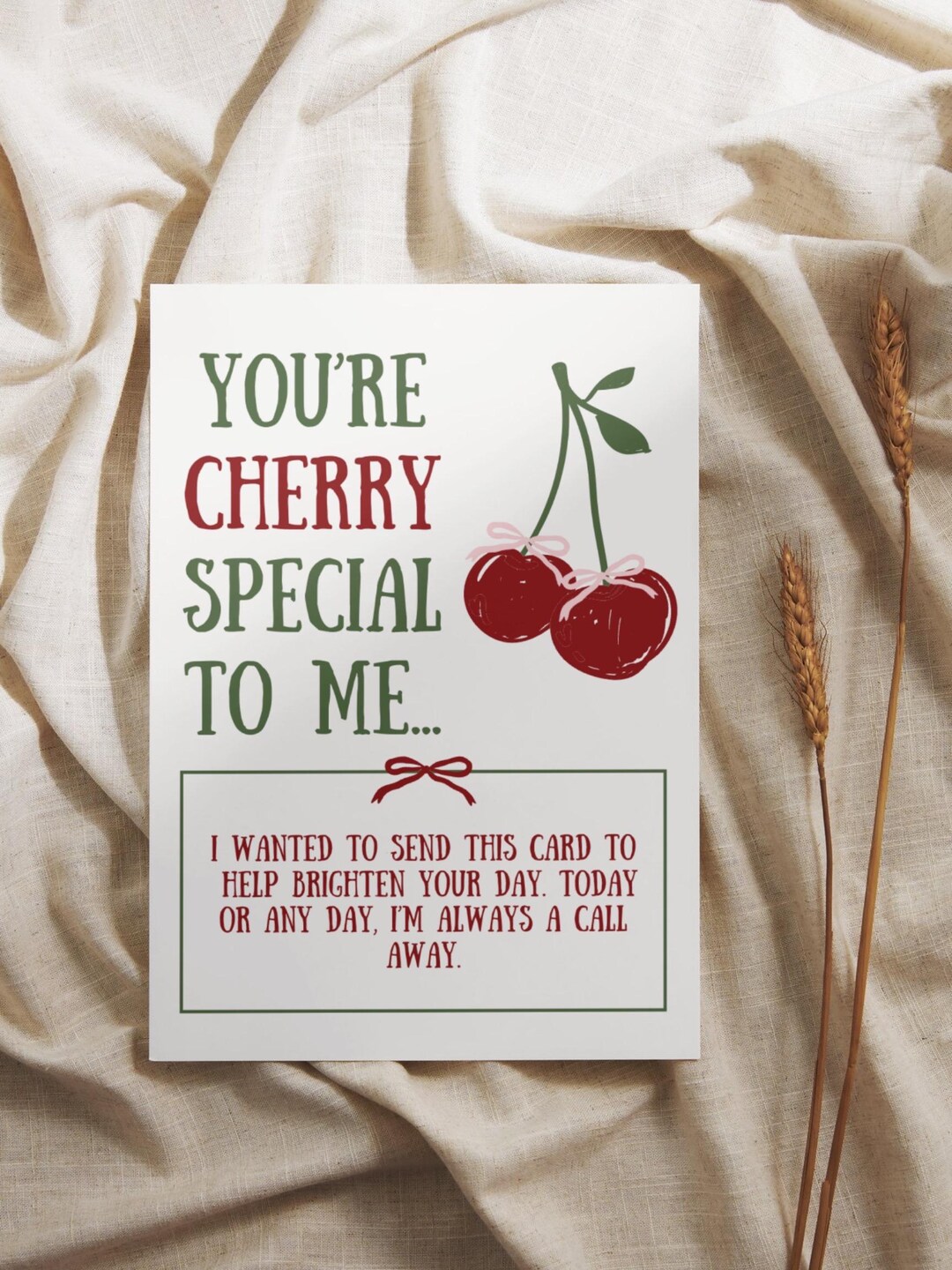 Editable Cherry Thinking of You Card Template, Thoughtful Message ...