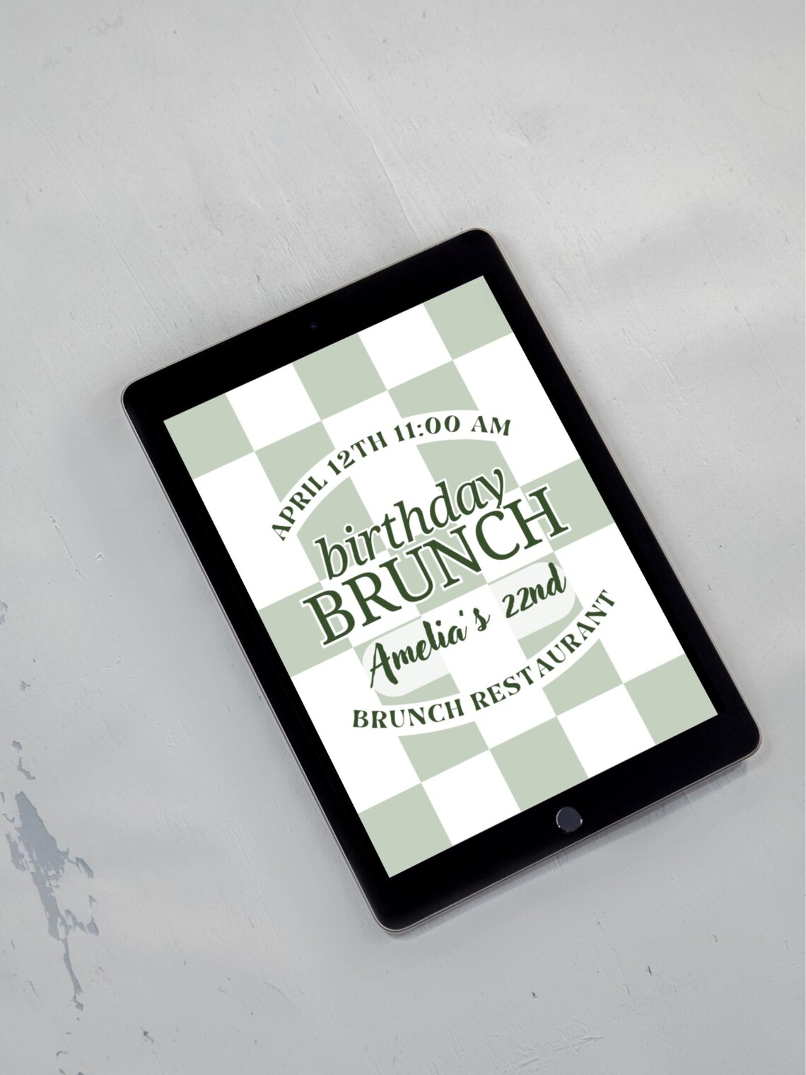 Checkered Invitation Template, Green Checkered Editable Invitation ...