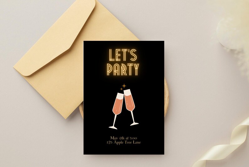 Let's Party Invitation Template Instant Download Party Stationary for ...