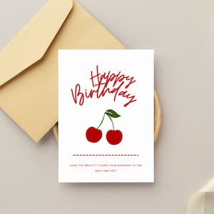 Cherry Happy Birthday Card Template, Cute Happy Birthday Card Template ...