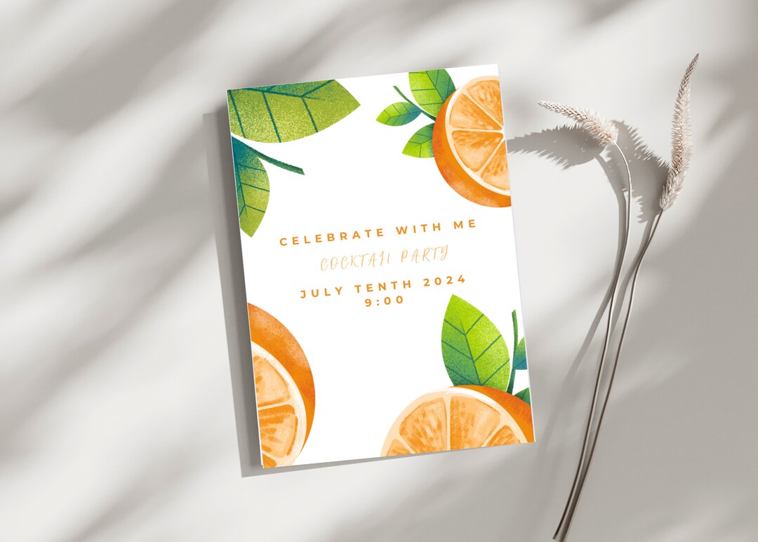 Citrus Party Invitation Template Instant Download, Cocktail Party ...
