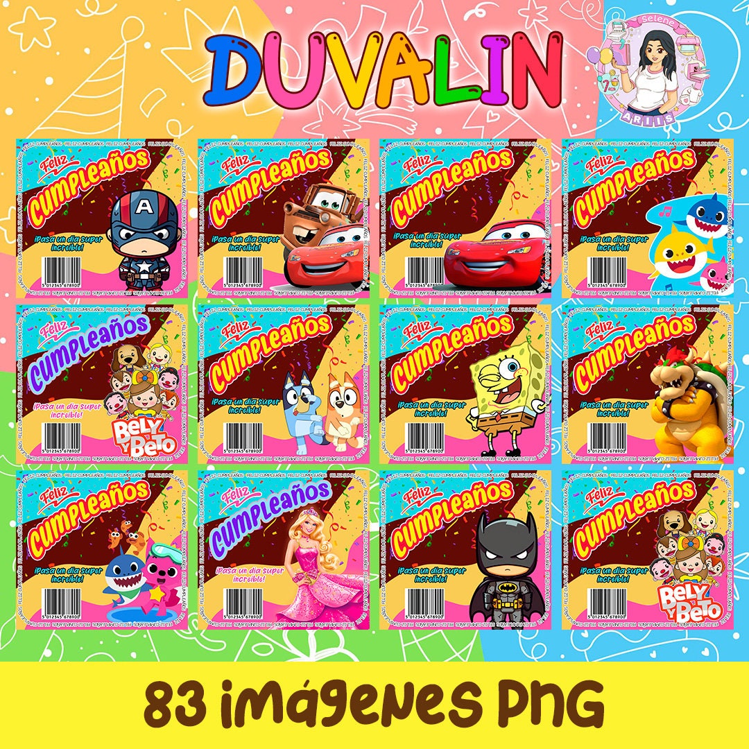 83 Plantilla Duvalin Gigante de Cumpleaños, personajes varios ...
