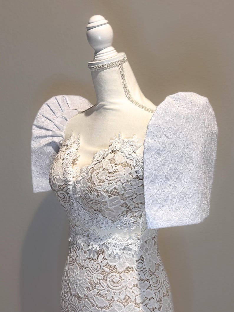 Detachable Filipiniana Bolero / Terno Sleeves: White Lace Bridal ...