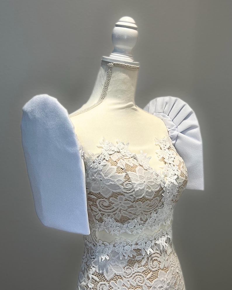 Detachable Filipiniana Bolero / Terno Sleeves: White Shimmer, Modern ...