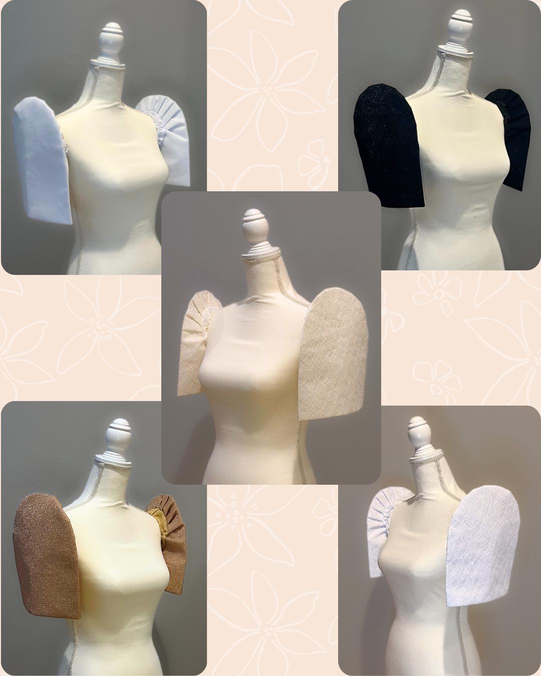 Detachable Filipiniana Bolero / Terno Sleeves: White Shimmer, Modern ...