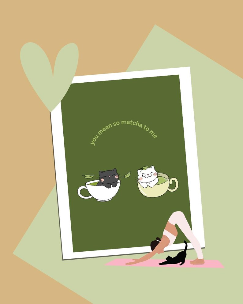 Matcha Cat Birthday Card – Cute Kawaii Tea Lover Postcard | Printable ...