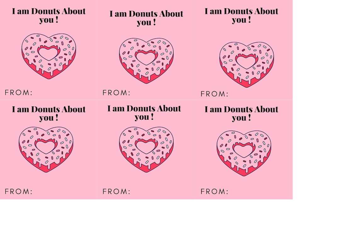 Printable Cute Doughnut Valentine's Day Cards, Classroom Valentine's ...