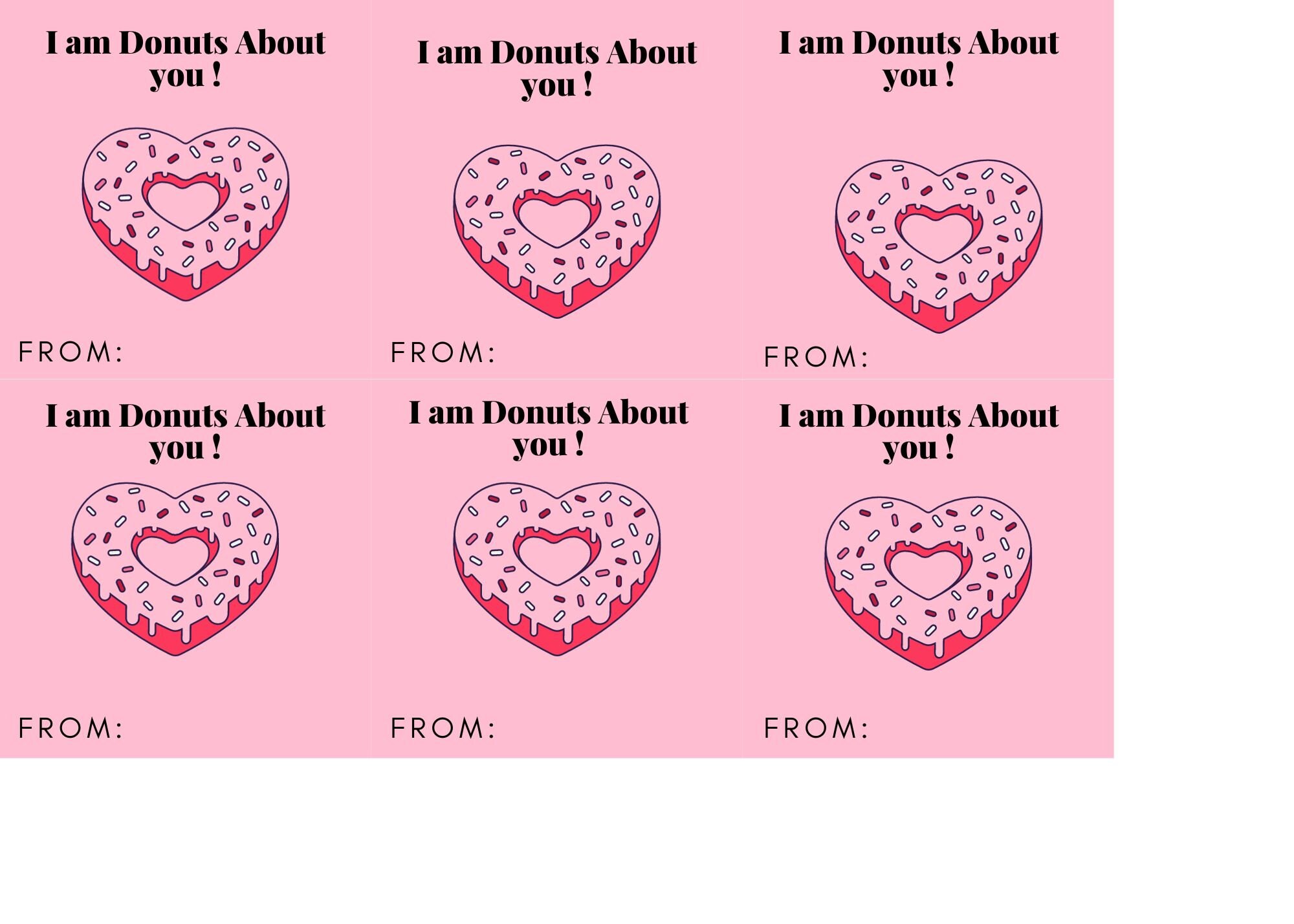 Printable Cute Doughnut Valentine's Day Cards, Classroom Valentine's ...