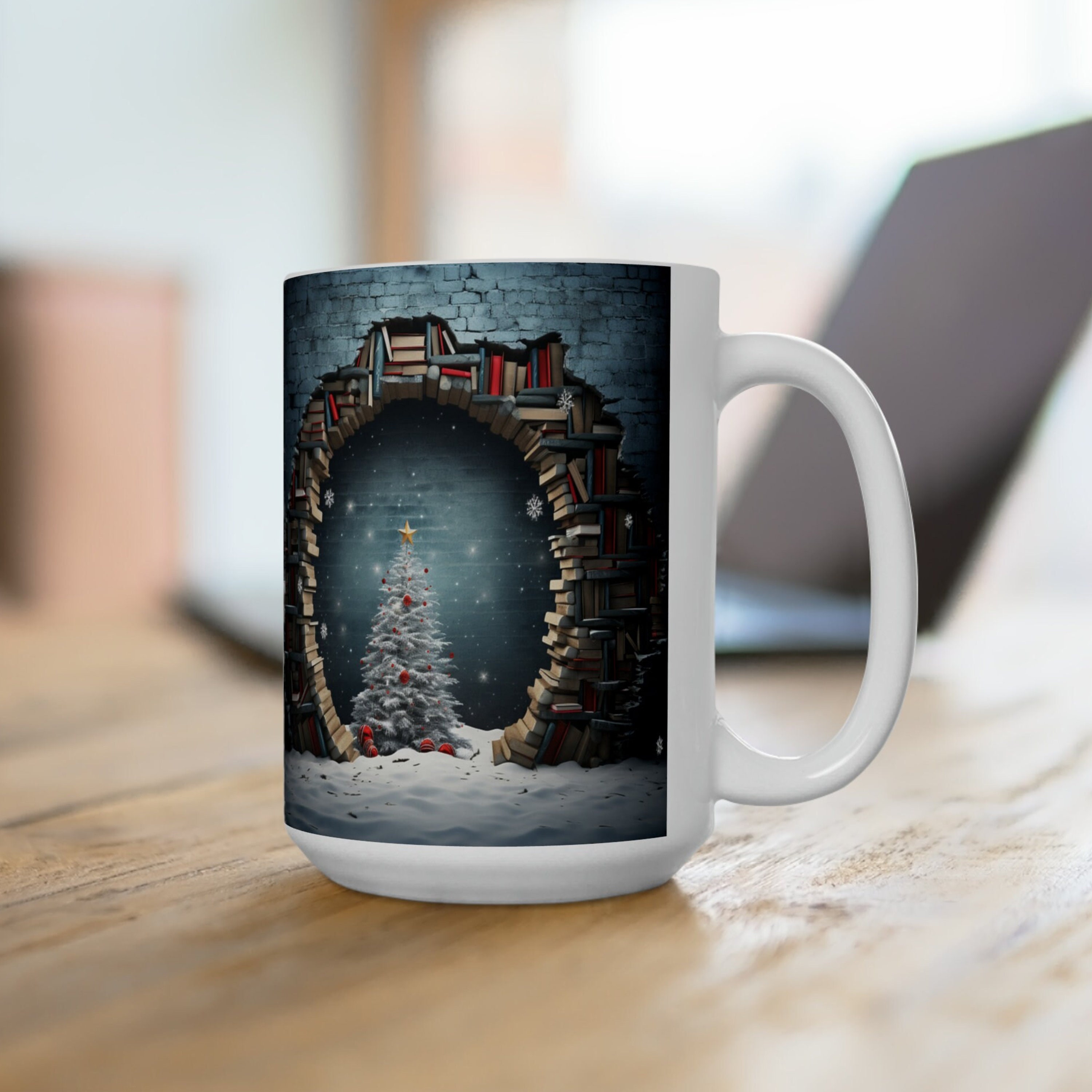 3D Effect Bookshelf Coffee Mug With 9 Designs - Etsy