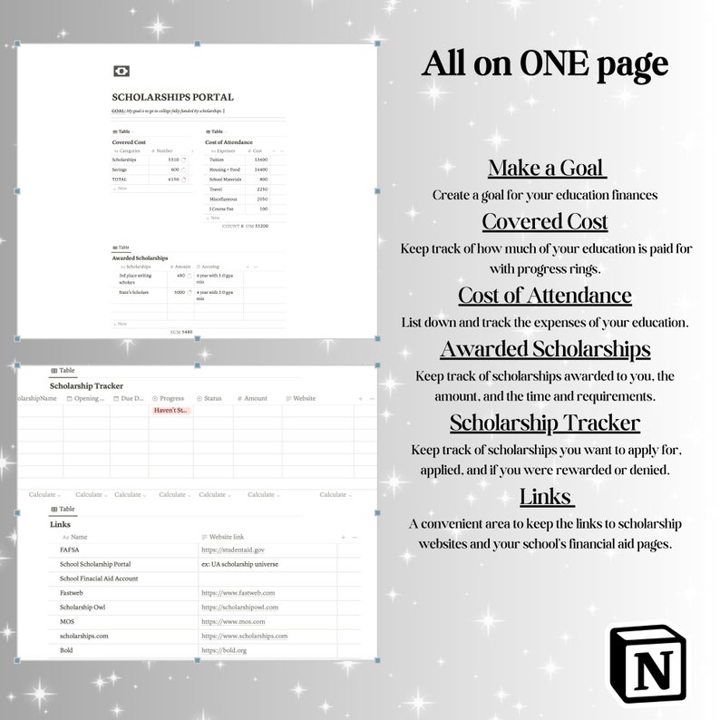 Notion Scholarship Portal - Etsy