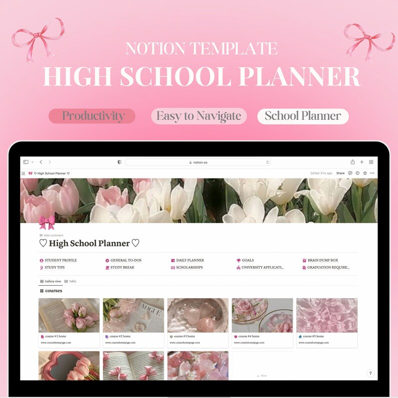 Highschool Notion Planner - Etsy