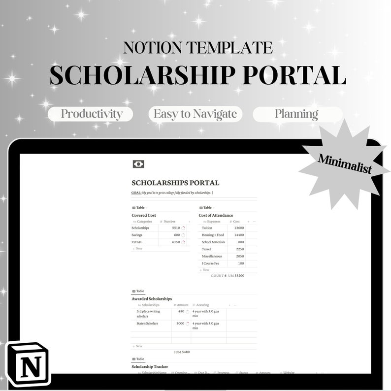 Notion Scholarship Portal - Etsy