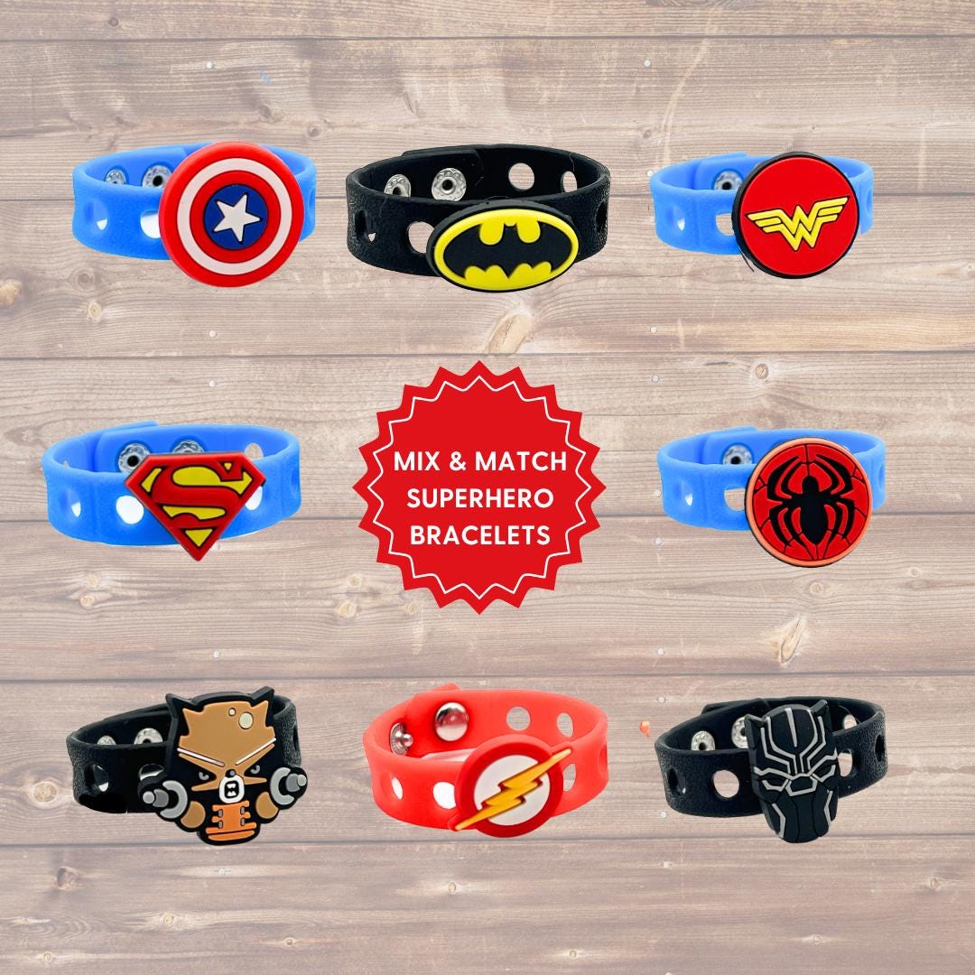 Superhero Party Favor Bracelets: Adjustable Kids Birthday Gifts - Etsy