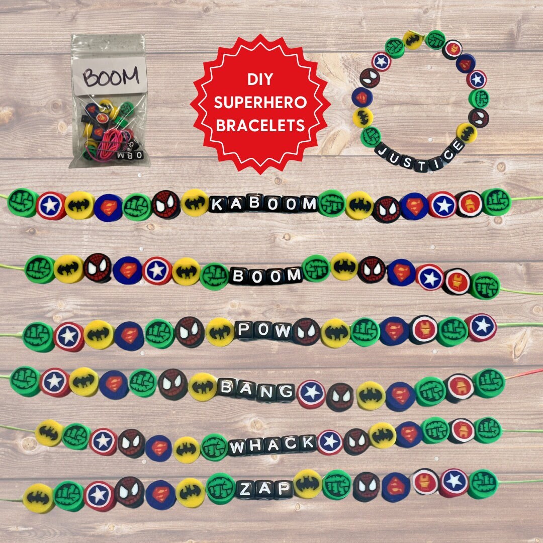 DIY Superhero Party Favors, Friendship Bracelets, Kids Party Favors ...