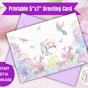 Printable Digital Hydreangea Garden Mother's Day Floral Card, Mom's ...