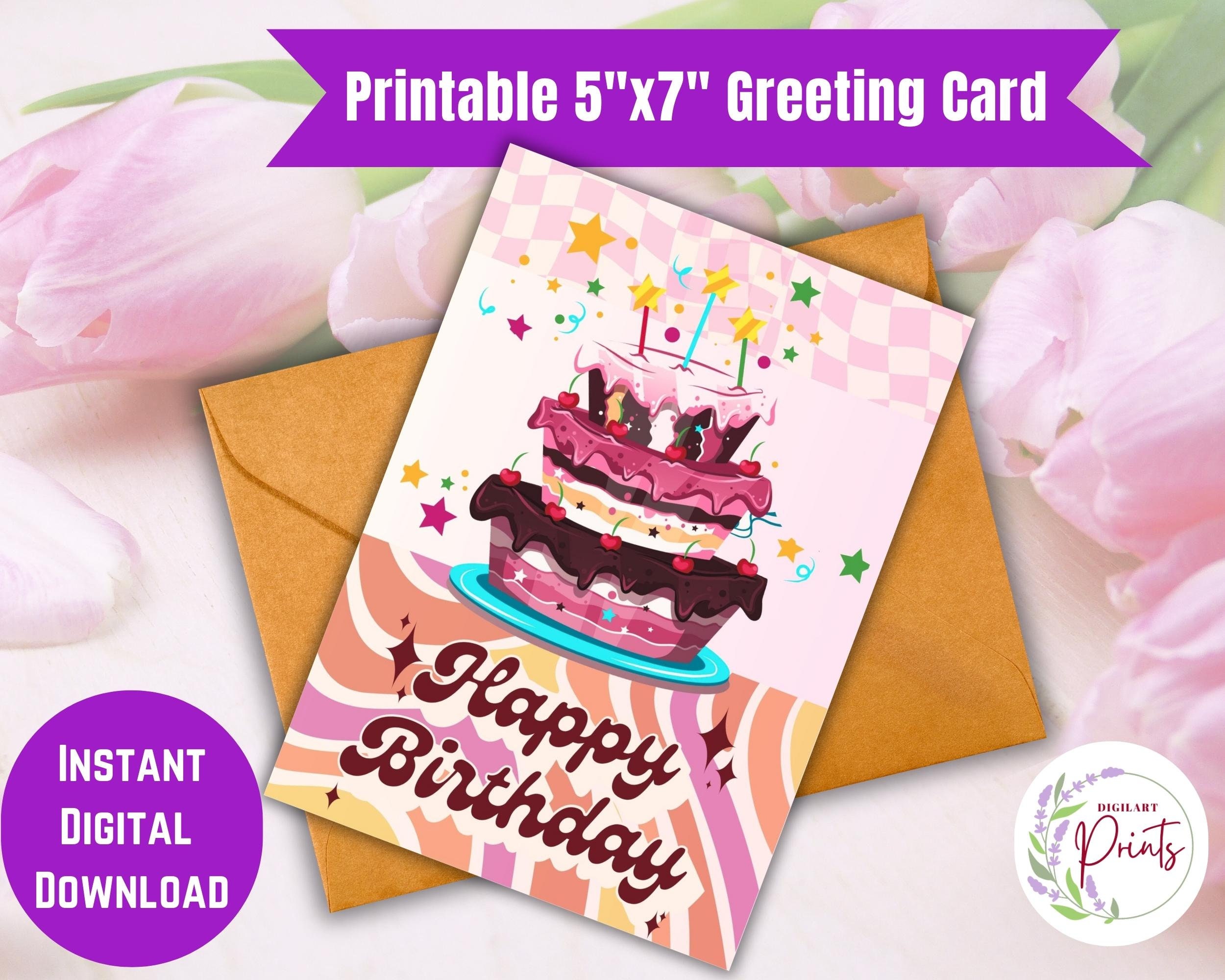 Printable Digital Retro Revival Birthday Card Festive Groovy - Etsy