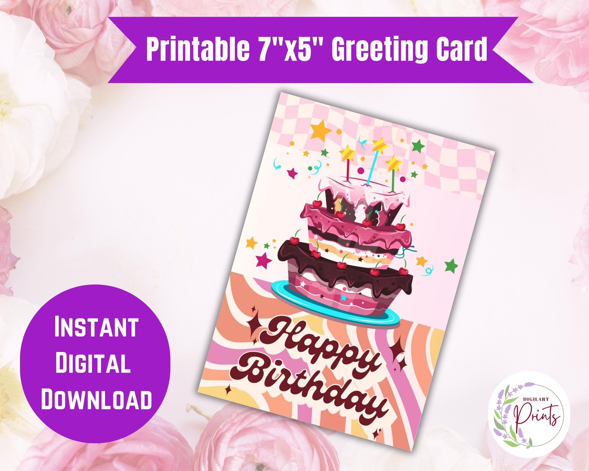 Printable Digital Retro Revival Birthday Card Festive Groovy - Etsy