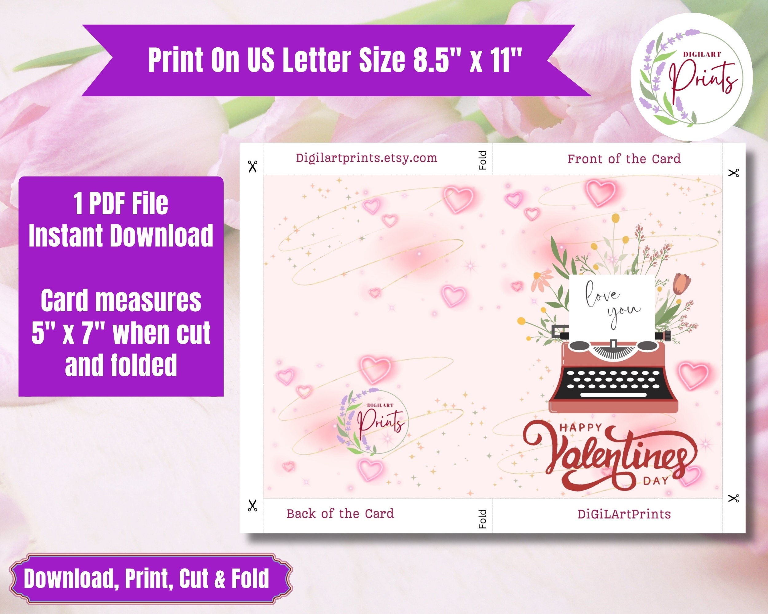 Printable Digital Vintage Love Notes Valentine's Day Card, Vintage ...