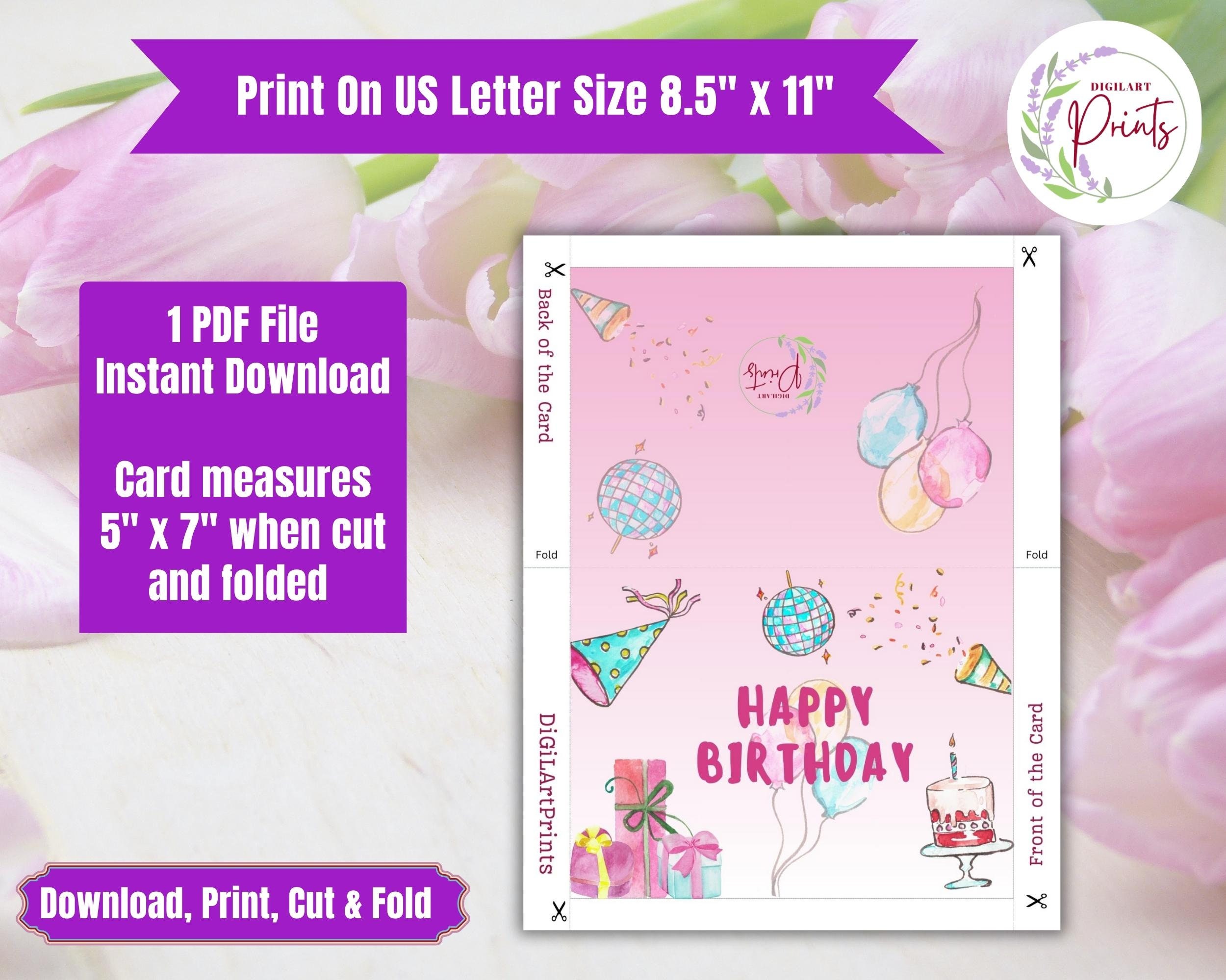 Printable Party Extravaganza Birthday Card, Instant Download Happy ...