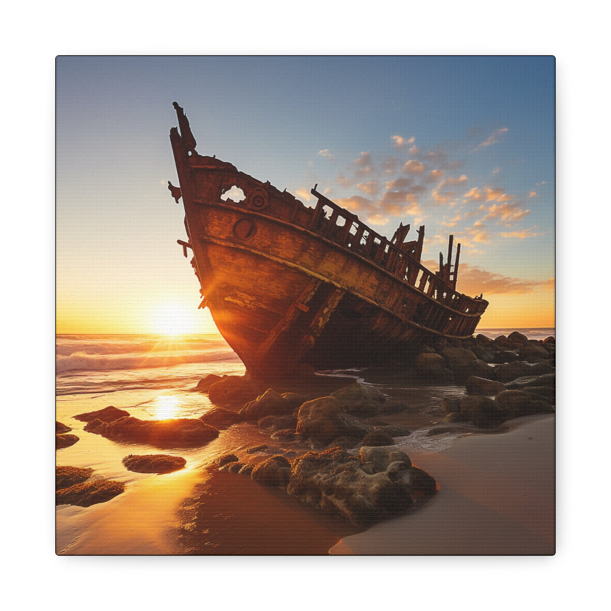 Shipwreck on Sandy Beach, Gift, Home Decor, Office Decor, Nautical ...