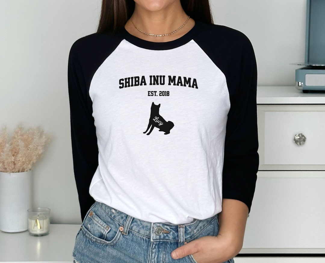Shiba Inu Mama Personalized Baseball Tee, Dog Mom Shirt, Custom Shiba ...