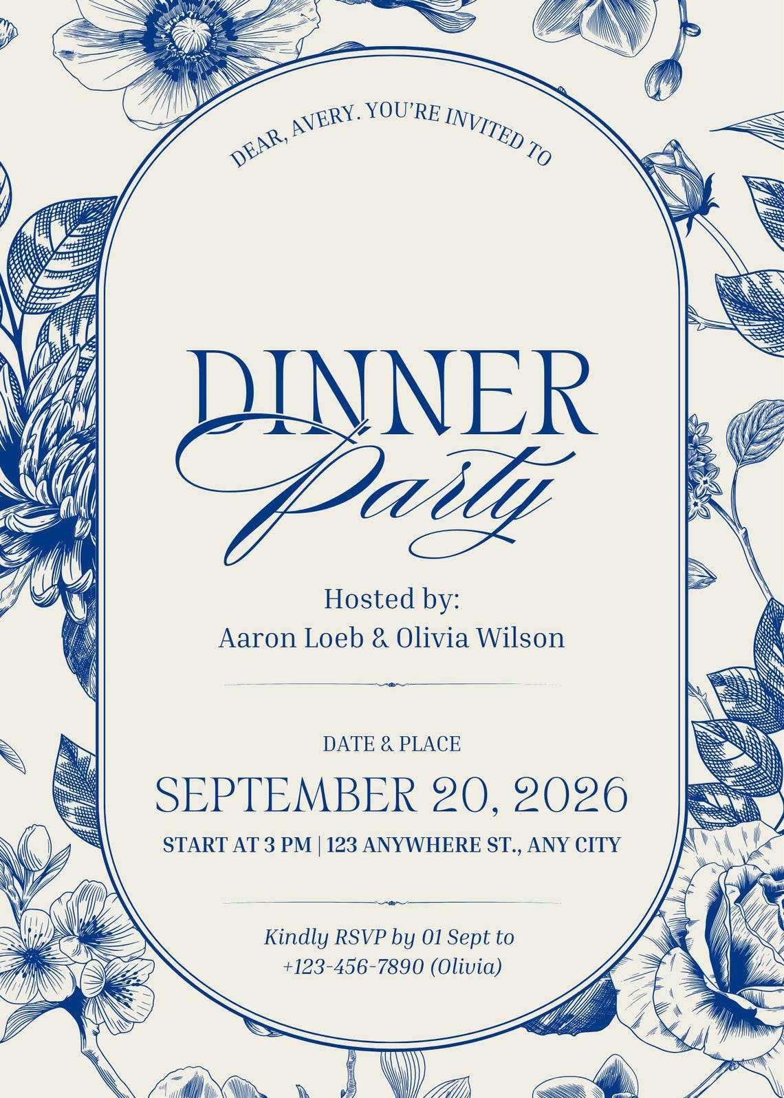 Dinner Party Invitation, Digital Download, Fully Customizable, Print ...