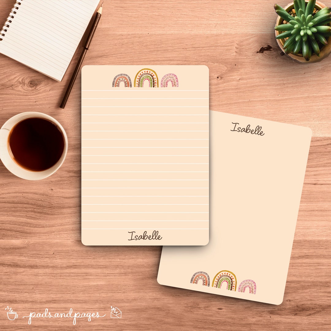 Custom Boho Stationery, Personalized Bohemian Notepad, Minimalist ...