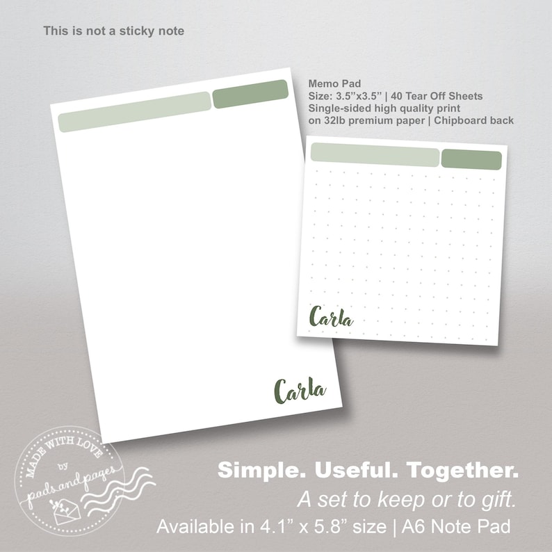 Personalized Memo Pads, Customized Minimalist Note Pad, Custom Gifts ...