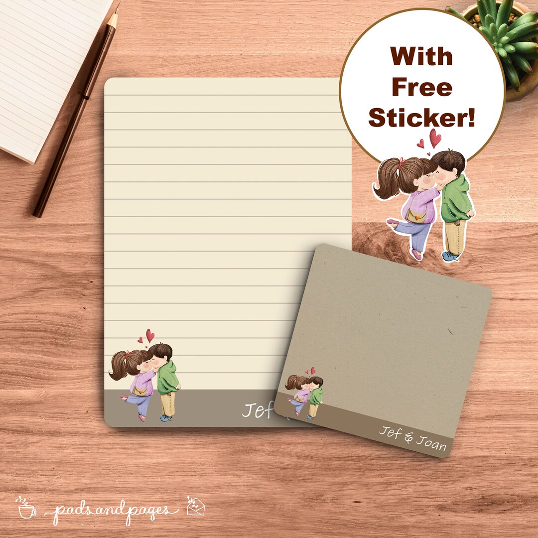 Customized Couple Notepads, Personalized Valentine's Stationery, Cute ...