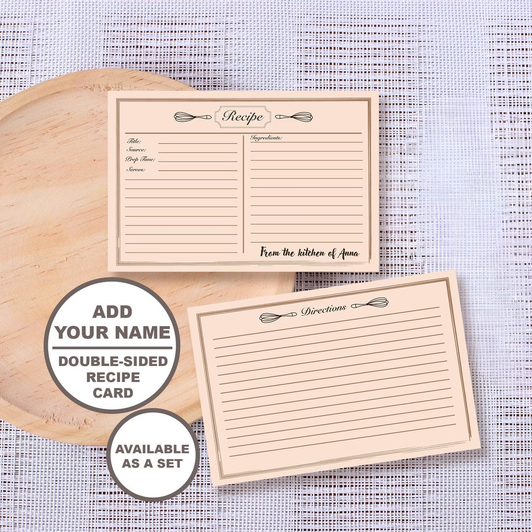 Personalized Recipe Card, Customized Recipe Notes, Recipe Cards For ...