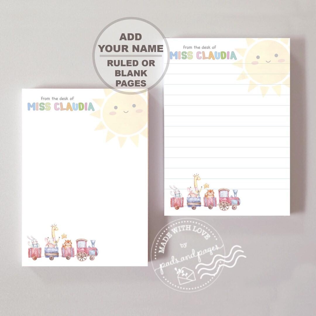 Personalized Animal Train Memo Pad, Teacher Gift - Etsy