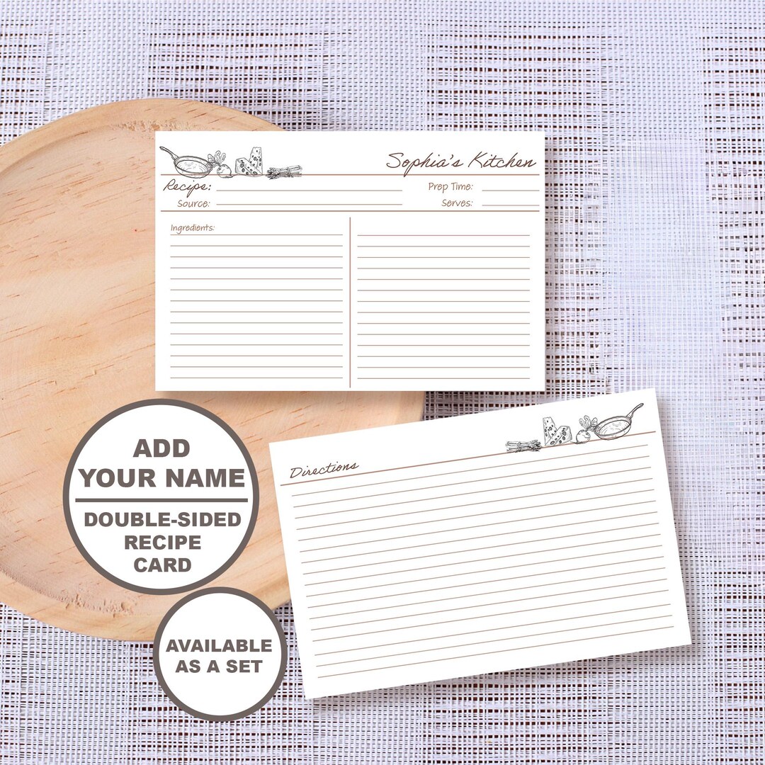 Personalized Recipe Cards, Double Sided, Kitchen Stationery - Etsy