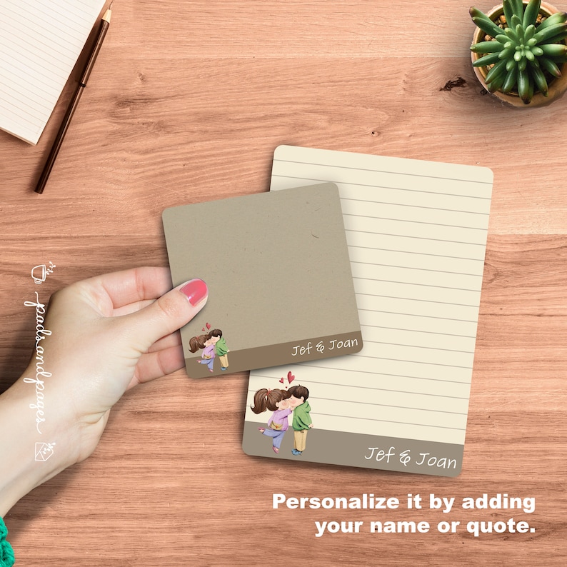 Customized Couple Notepads, Personalized Valentine's Stationery, Cute ...