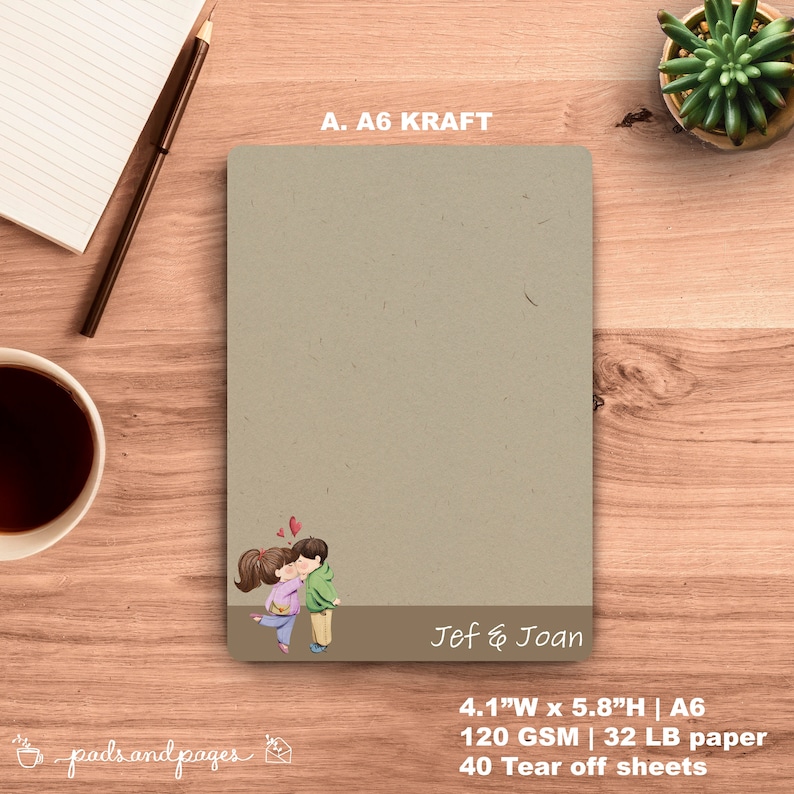 Customized Couple Notepads, Personalized Valentine's Stationery, Cute ...