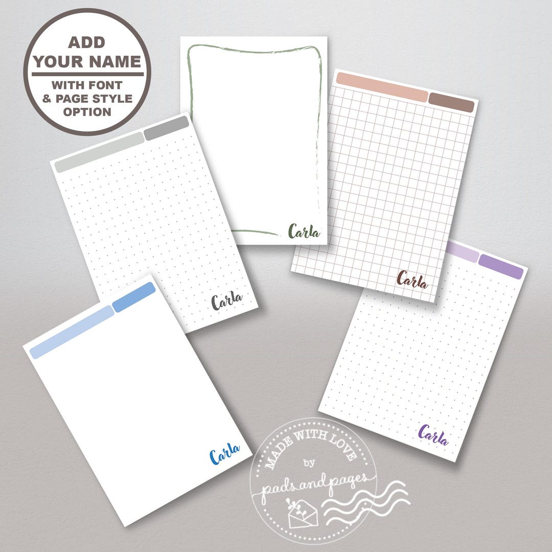 Personalized Minimalist, A6 Note Pads, Monochrome, Custom Gifts For ...