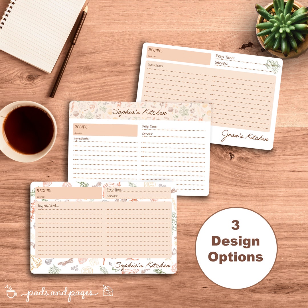 Custom Recipe Card, Stationery Set, Cozy, Gift For, Personalized, Herbs ...