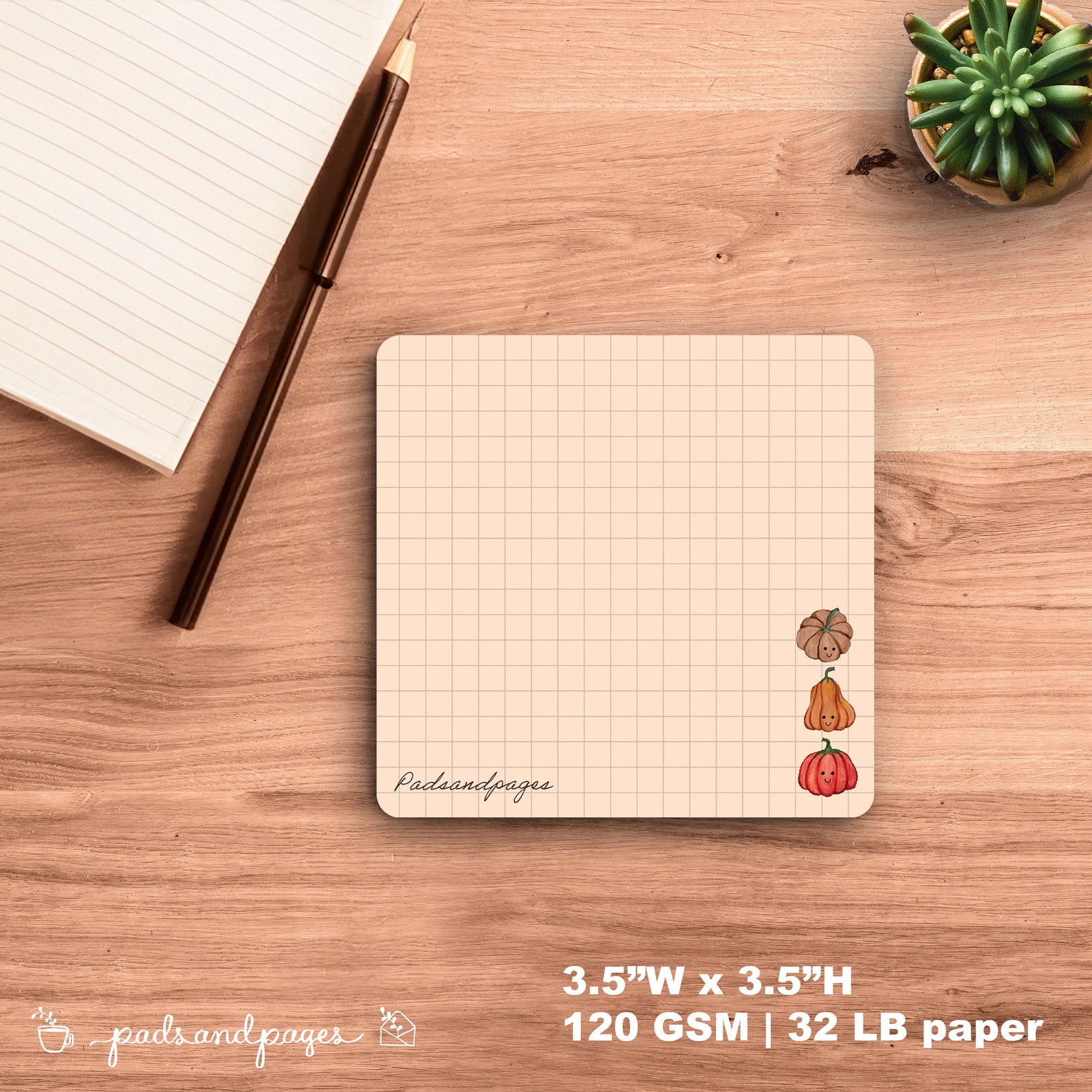 Custom Minimalist Autumn Illustrated Memo Pad -personalized Seasonal ...