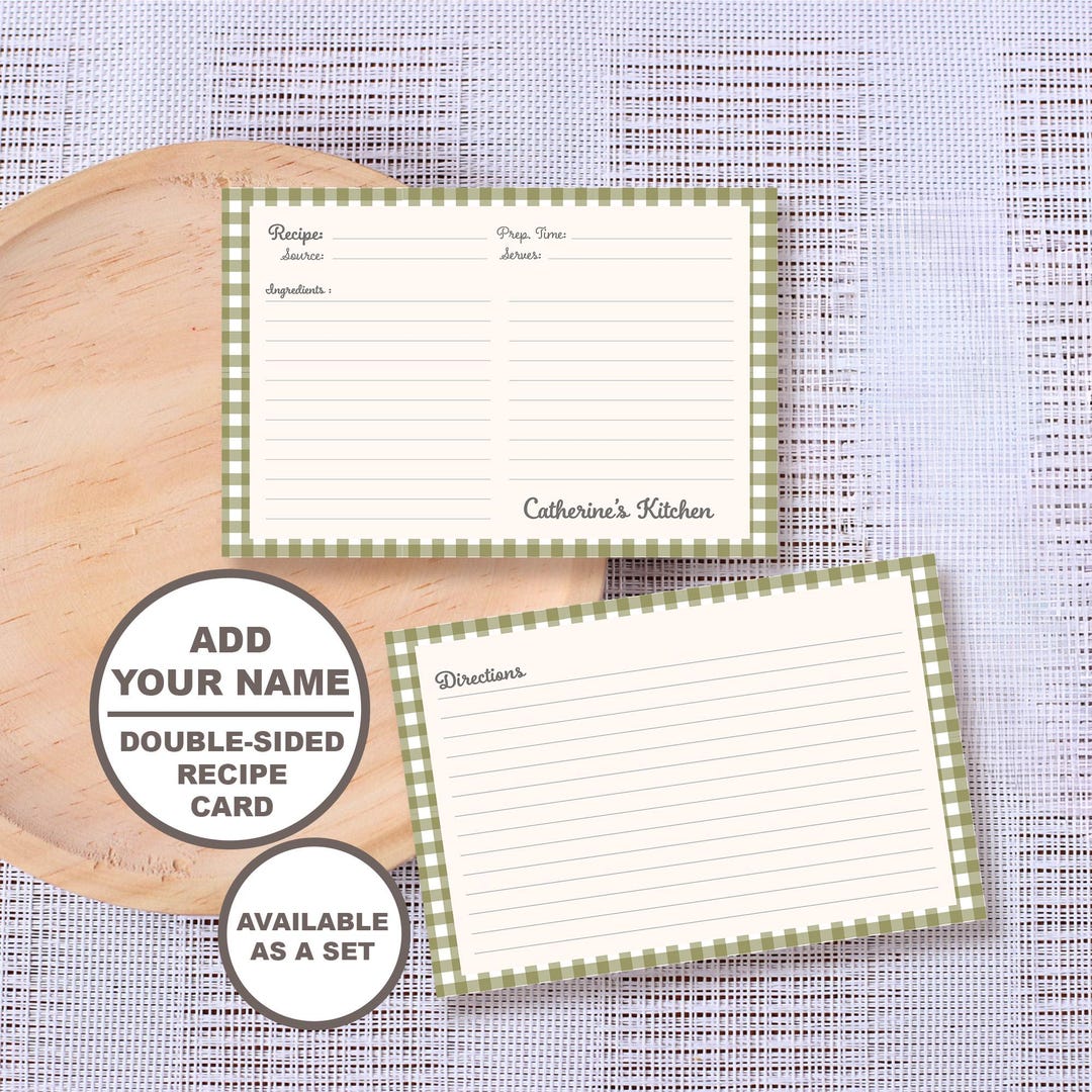 Personalized Recipe Cards: Double-sided Custom Recipe Notes, Minimalist ...