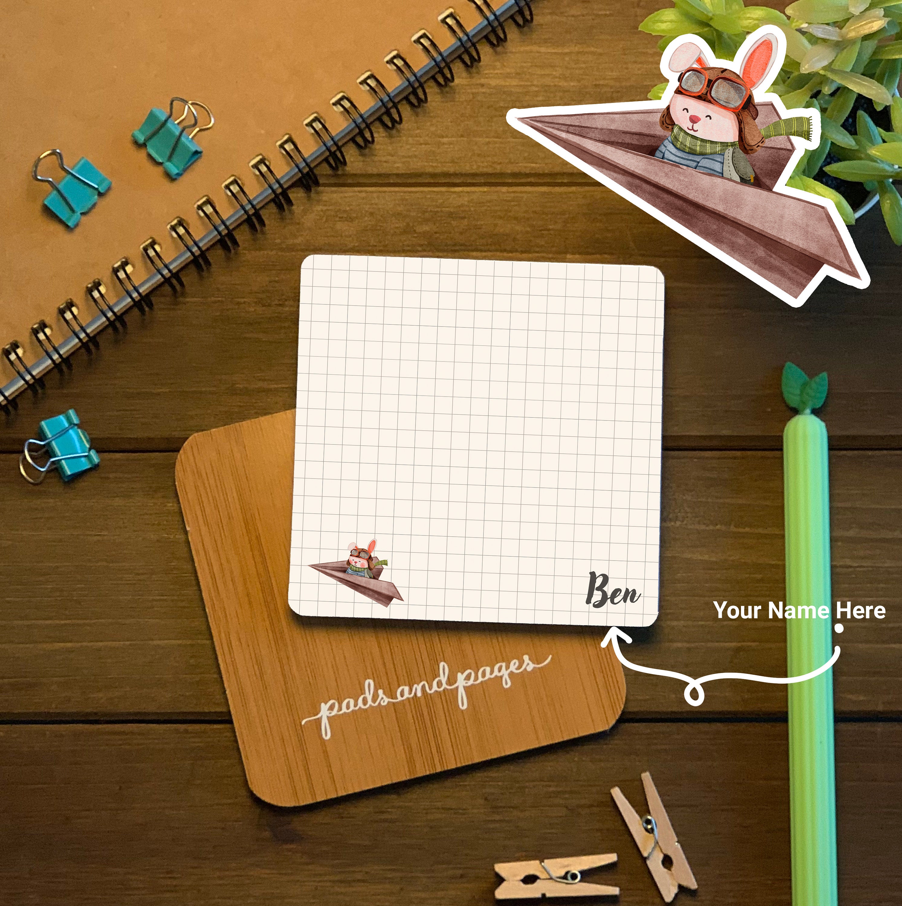 Custom Minimalist Cute Traveller Illustrated Memo Pad personalized ...