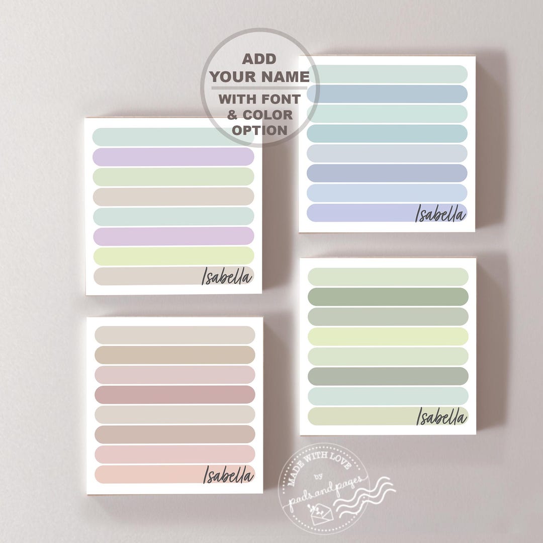 Cute Personalized Notepads for Gifts, Colorful, Minimalist Memo Pads ...