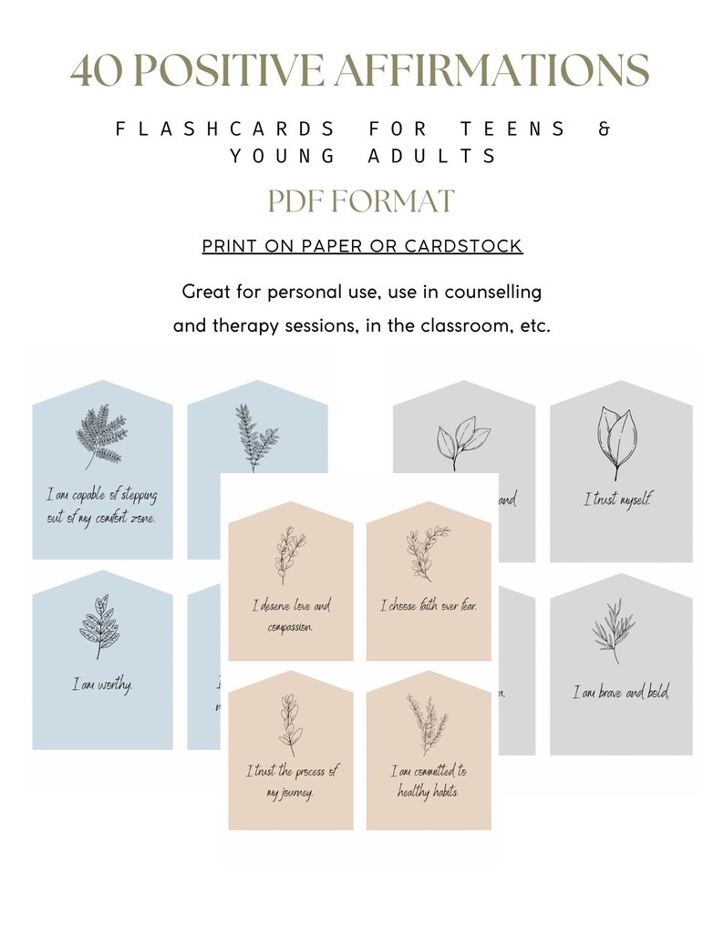 40 Positive Affirmation Flashcards for Teens and Young Adults ...
