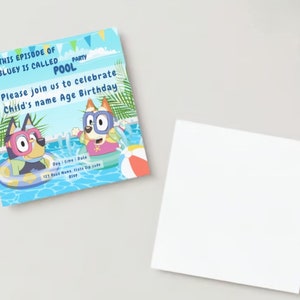 Bluey Themed Pool Party Invitation - Etsy