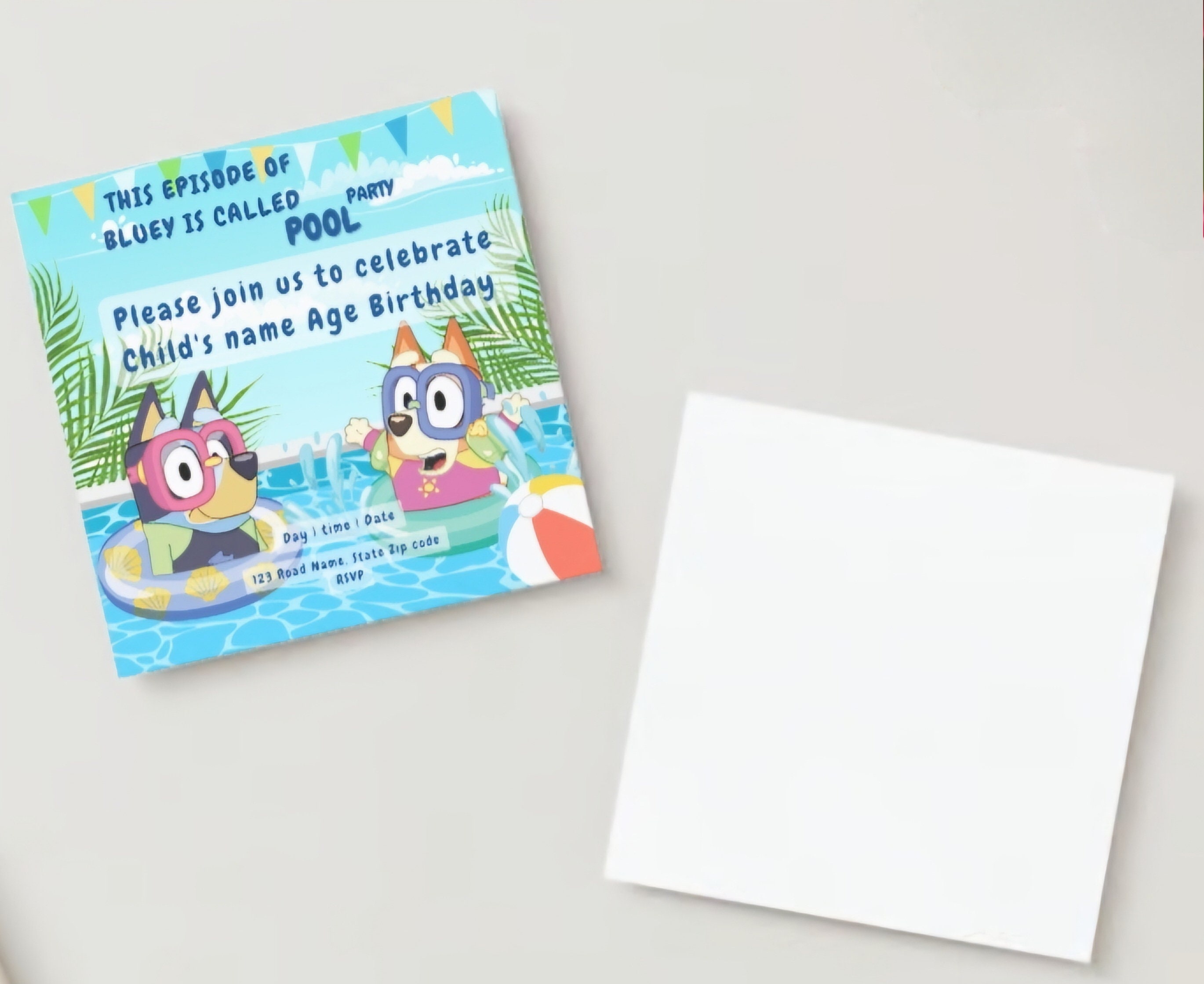 Bluey Themed Pool Party Invitation - Etsy