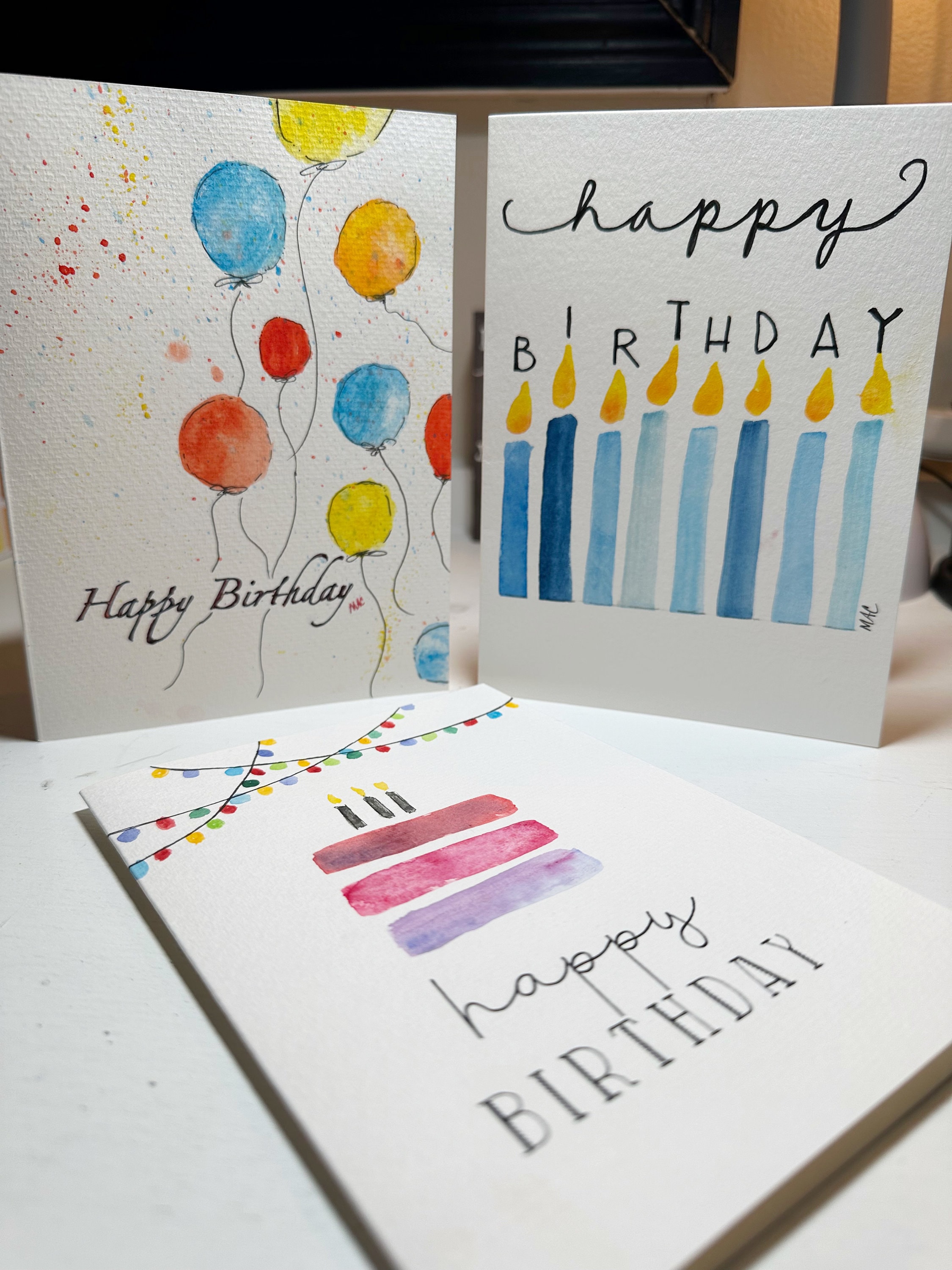 Set of 5 Watercolor Happy Birthday Cards - Etsy