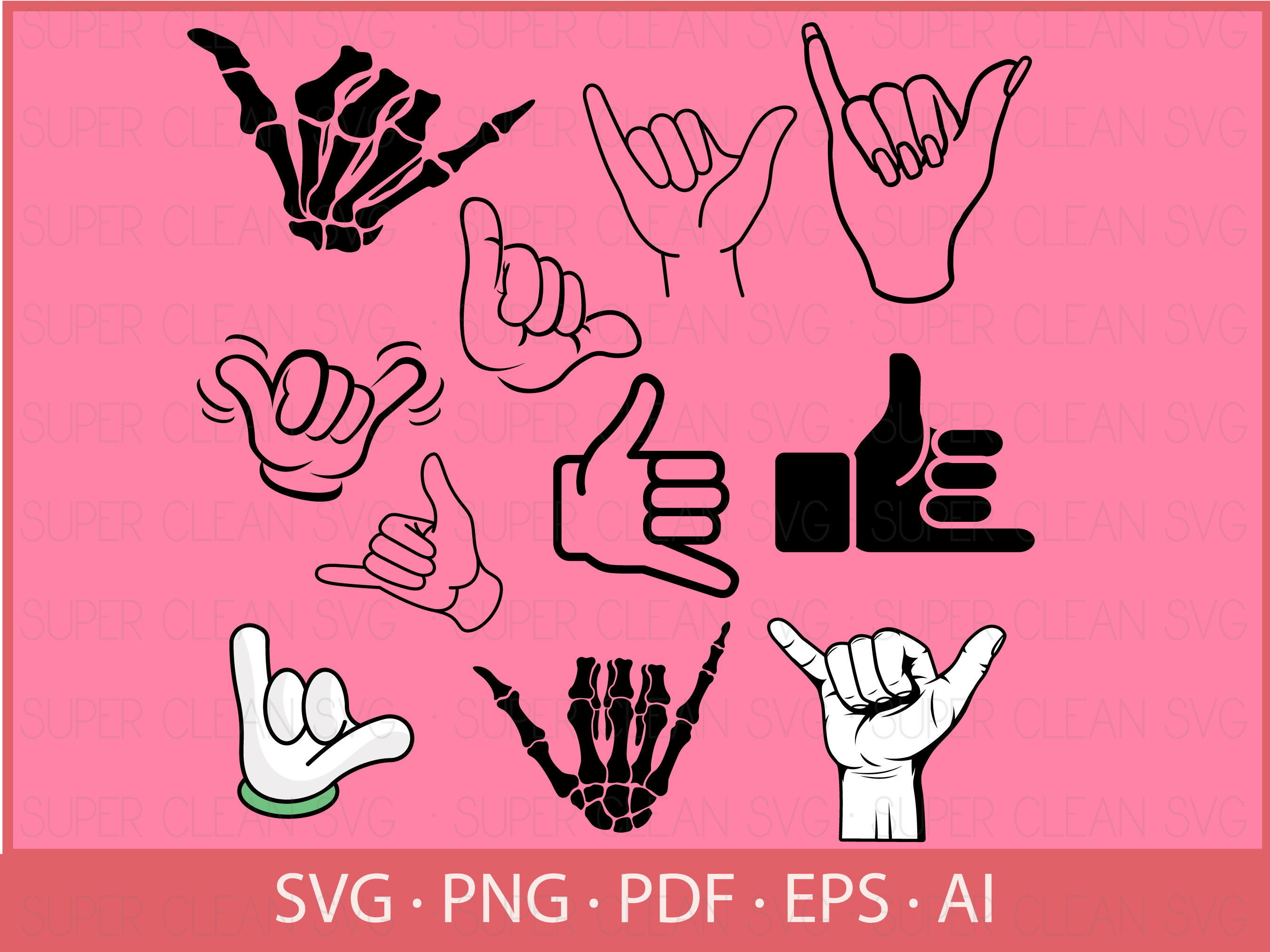 SHAKA SVG, Skeleton Hand Svg, Skeleton Hand, Shaka Hand Sign, Hang ...