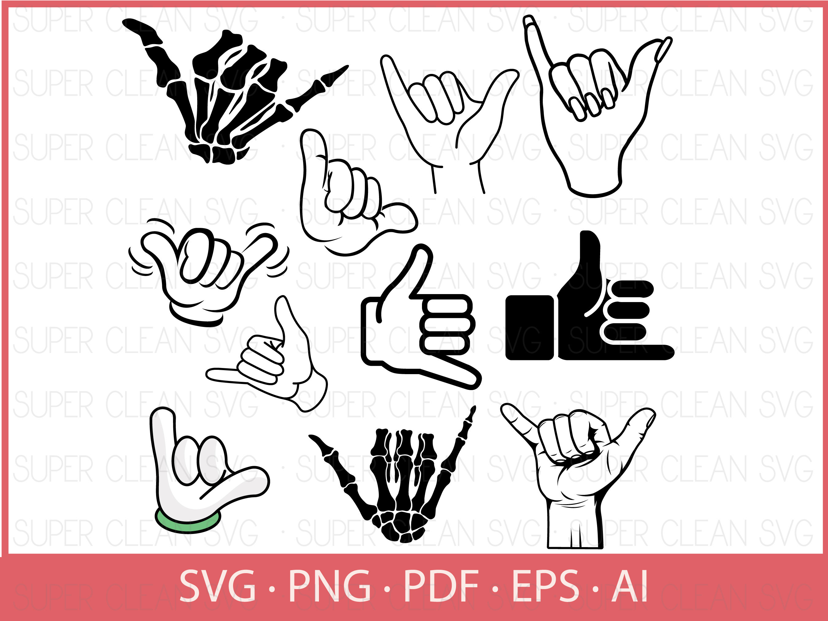 SHAKA SVG, Skeleton Hand Svg, Skeleton Hand, Shaka Hand Sign, Hang ...